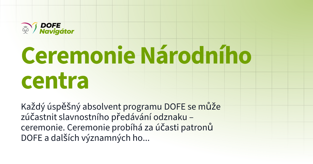 Ceremonie Národního centra | DOFE Navigátor