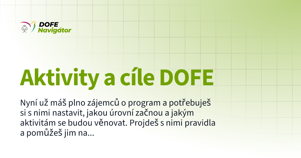 Aktivity a cíle DOFE | DOFE Navigátor