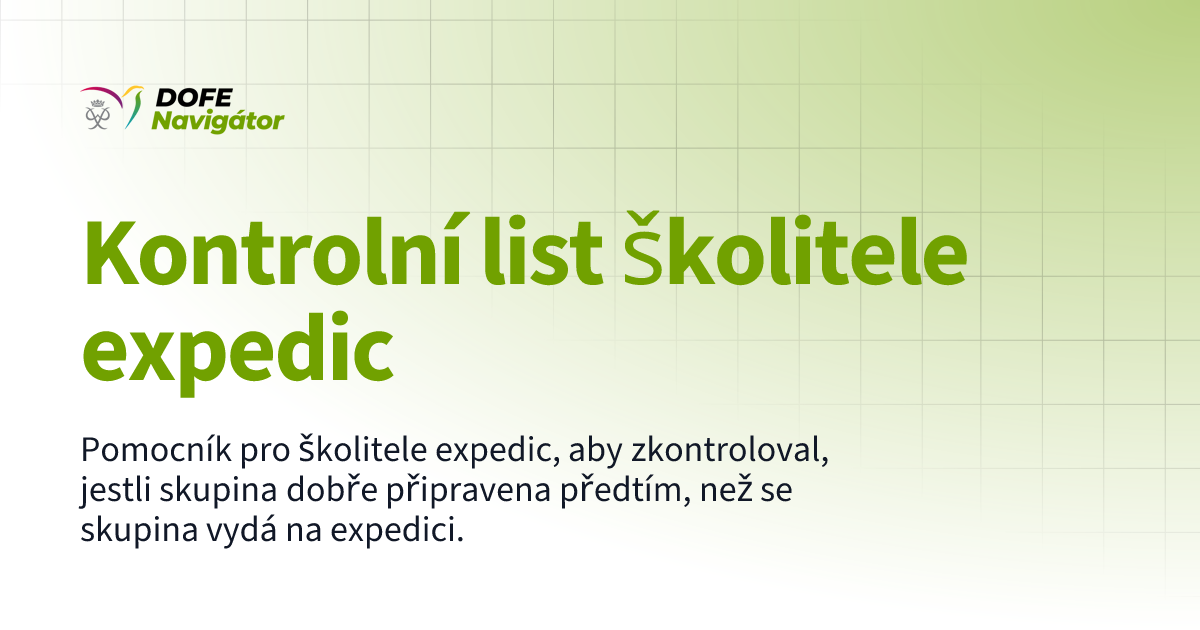 Kontrolní list školitele expedic | DOFE Navigátor
